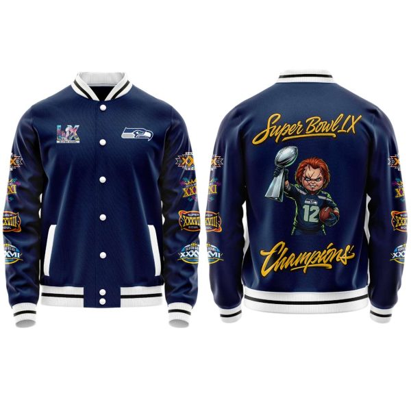 Chucky Seahawks Super Bowl LX Champions Varsity Jacket